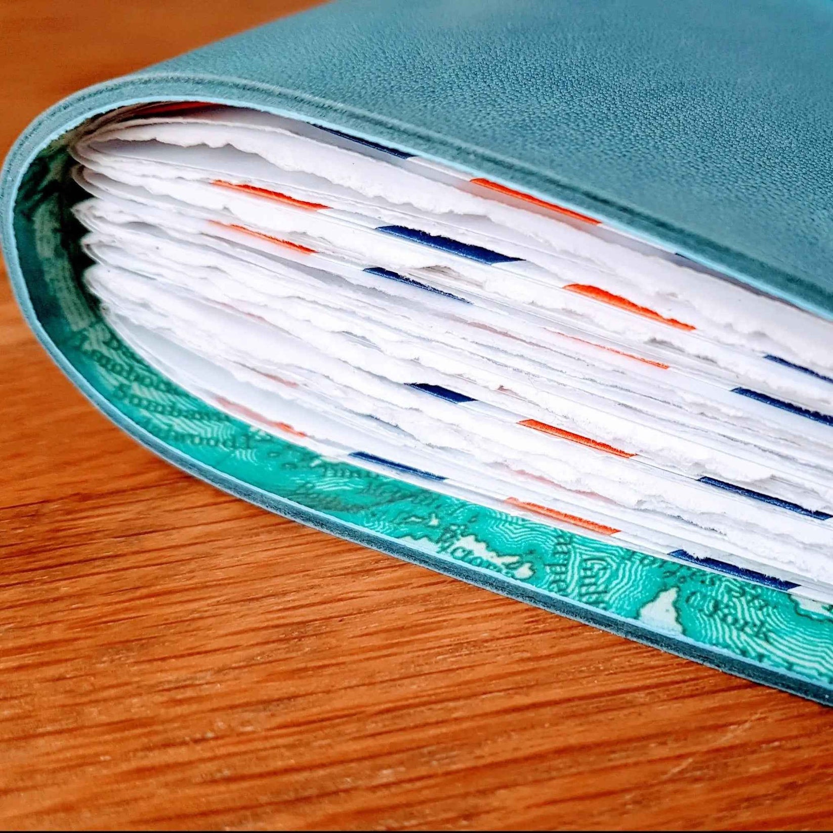 Leather personalised travel journal notebook - A6 pages - envelope poc – Bespoke Bindery